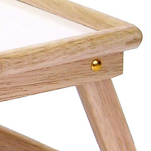 Oakestry Wood Ventura Bed Tray Natural/White with Foldable Legs Breakfast Tray for Sofa Bed Eating Working Used as Laptop Desk Snack Tray