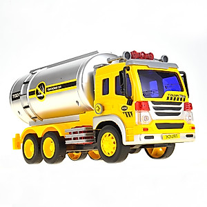 PowerTRC Push & Go Friction Powered Oil Truck Toy with Light and Sound | Realistic Play Oil Tanker Truck Toy Gift for Boys and Girls