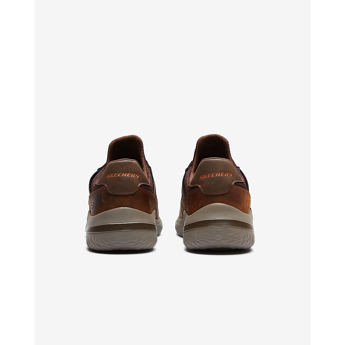 Skechers Men's Delson 3.0-Ezra Leather Bungee Lace Slip On Sneaker, Brown, 10.5