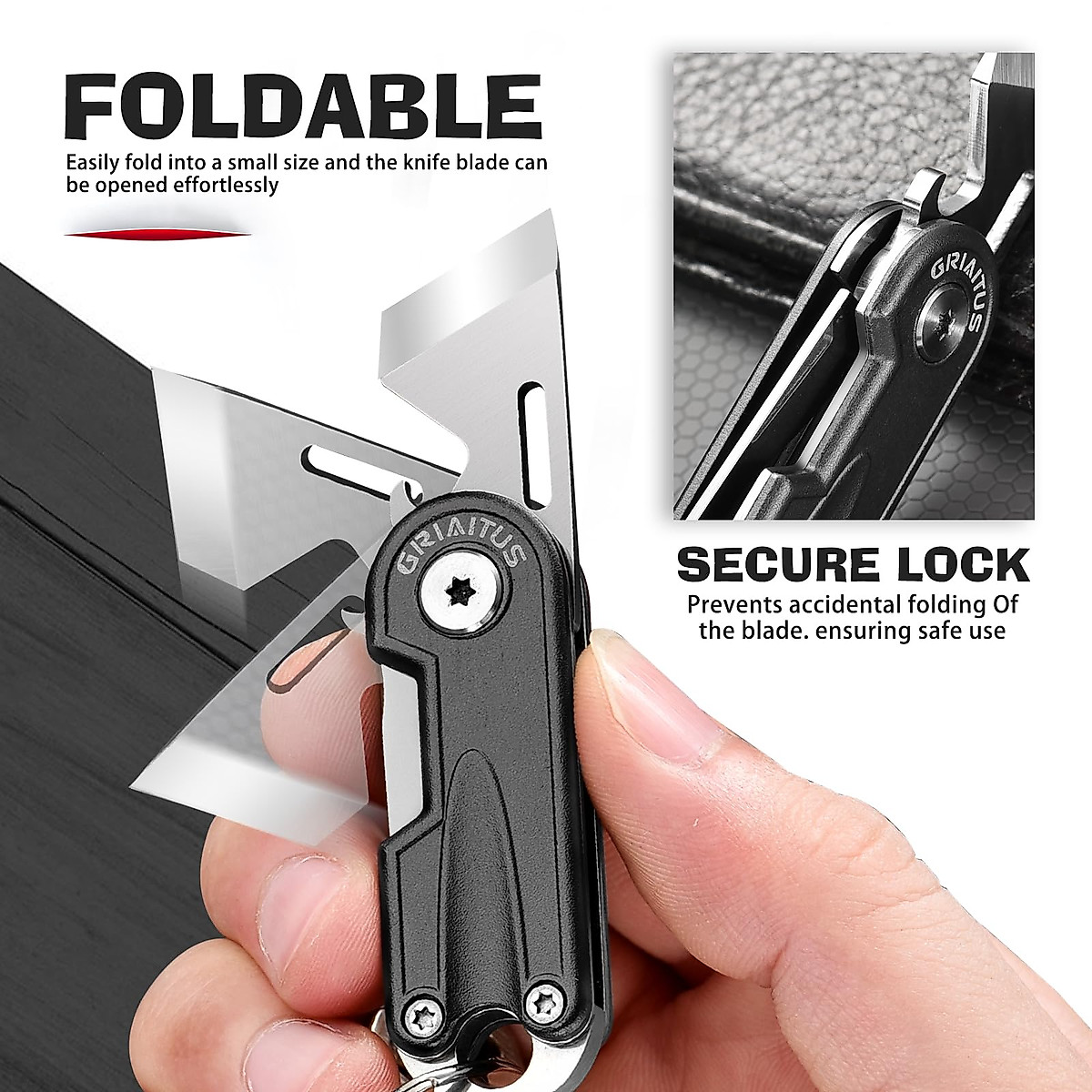 Multitool Pocket Knife, EDC Folding Knives, Small Pocket Knives with Bottle Opener Mini Pry Tool, Gifts for Men Dad Everyday Carry Keychain (black)