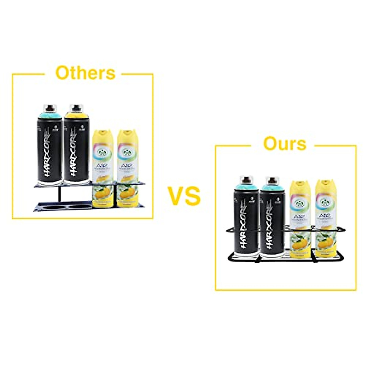 Artsculpture Spray Bottle Rack | Easy Install Wall Mount Hardware Included | Heavy-Duty Powder Coated Steel Can Storage Holder for Garage and Home | Craft Workspace Paint Bottle Organizer, Black