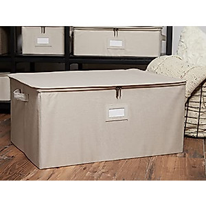 Covermates Keepsakes - Zip-Top Storage Box - Heavy Duty Polyester- Reinforced Handles - Stackable Design - Indoor Storage-Beige Heather