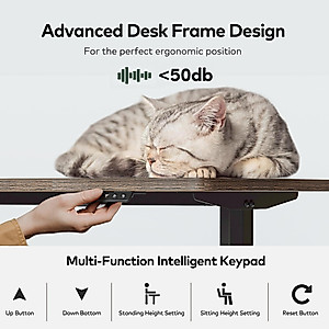 FAMISKY Electric Standing Desk, 63 x 24 Inches Height Adjustable Desk, Ergonomic Home Office Computer Workstation with Vertical Splice Board, Rustic Brown