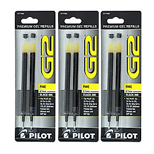 Pilot G2, Dr. Grip Gel/Ltd, ExecuGel G6, Q7 Rollerball Gel Ink Pen Refills Green 7 mm 12 Pack