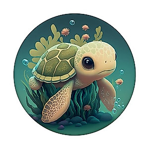 Cute Kawaii Sea Turtle in the Ocean PopSockets Standard PopGrip
