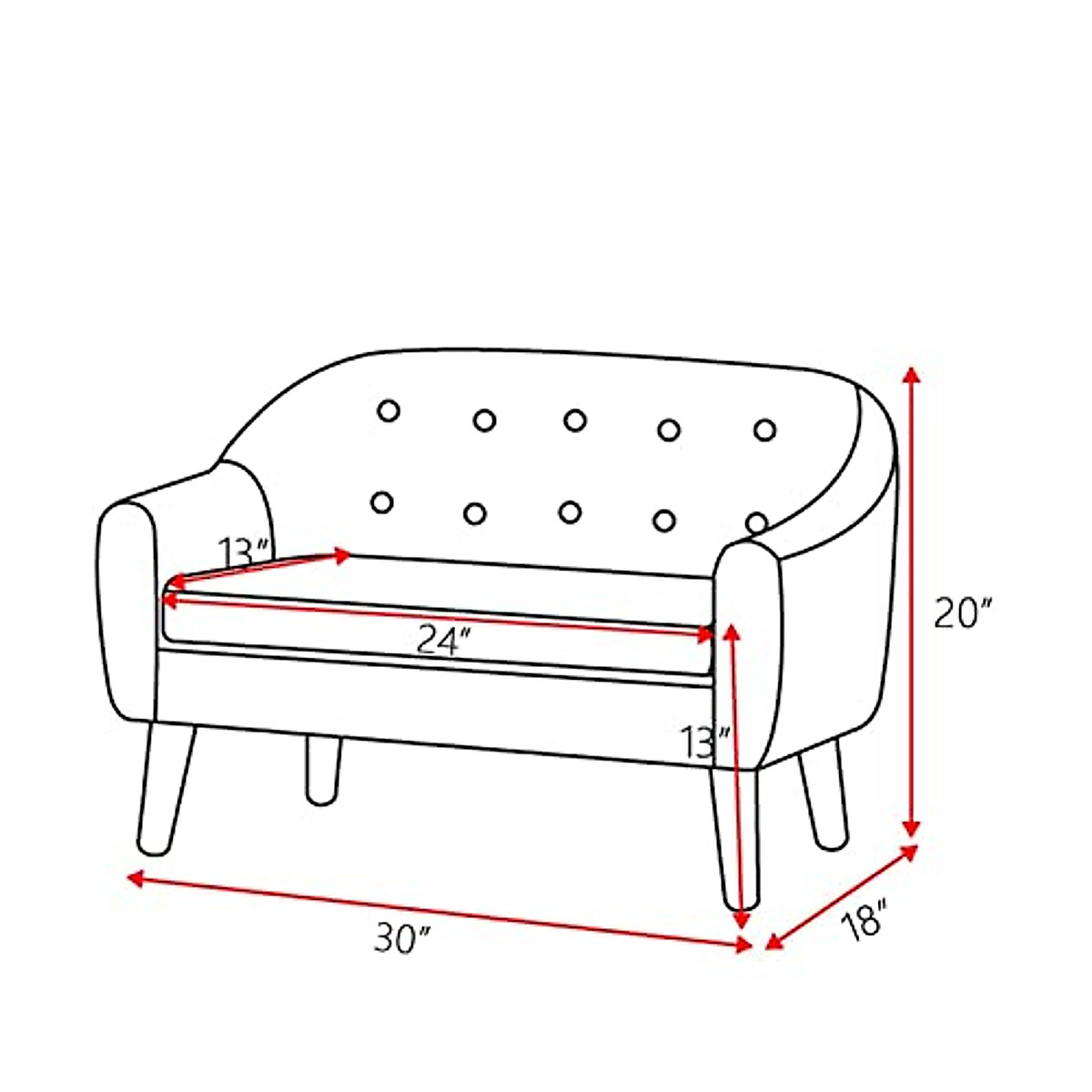 kids Sofa Couch/Linen Fabric 2-Seater Sofa Chair with Wooden Legs for Toddler Ages up to 4/ Small Toddler Couch for Baby Gift(30" W) (Blue)