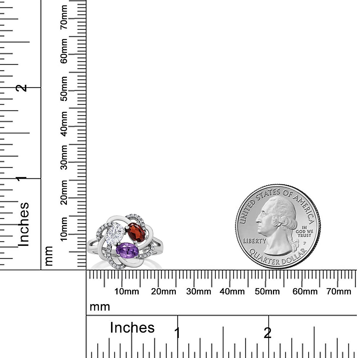 Gem Stone King 925 Sterling Silver Promise Customized and Personalized Build Your Own 3 Birthstone For He Engagement Flower Blossom Ring For Women (Size 9)