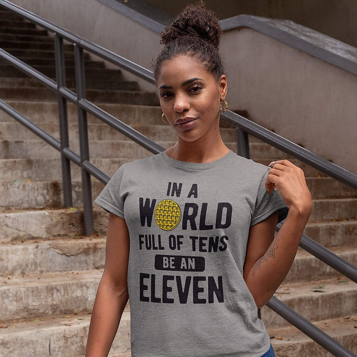 Instant Message - in A World of Tens Eleven - Women's Short Sleeve Graphic T-Shirt - Size Medium Heather Red