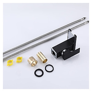 LIANTE LED Bathroom Sink Faucet, Matte Black Waterfall Single Hole Handle RV Bath Vanity Faucets, Wide Glass Spout,Kitchen Faucet