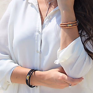 Leather Wrap Bracelets for Women - Quickly Layer our Boho Wrap Bracelets Using the Magnetic Clasp - Made in the USA our Beautiful Leather Wrist Bracelets for Women Make Great Gifts - Black