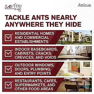 Savitri Ant Gel Bait (4 x 30 Grams) by Atticus (Equivalent to The Leading Brand) - Indoxacarb Ant Control for Indoor and Outdoor Use