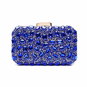 Hupifaz Rhinestone Purse - Crystal Clutch Purses for Women Wedding, Women's Diamond Purse and Formal Evening Bag (Royal Blue)