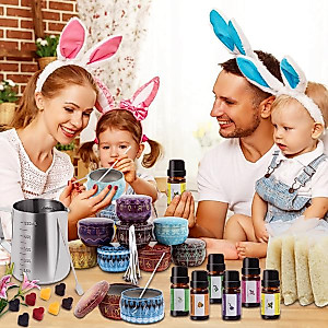 DIY candle making kit supplies gift for adults beginners, which contains candle wicks, wax, jars, stickers, a Pouring Pot. etc. Perfect hobbies, candle kit gift for parent-child lovers women.