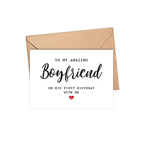 Emily gift Birthday Card For Boyfriend - First Birthday Together - Happy Birthday Card For Boyfriend - To My Amazing Boyfriend On His Birthday Card