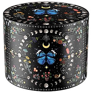 Spice Grinder 2.5 Inch Grinder, Boho Butterfly Grinder (Black, 2.5”)
