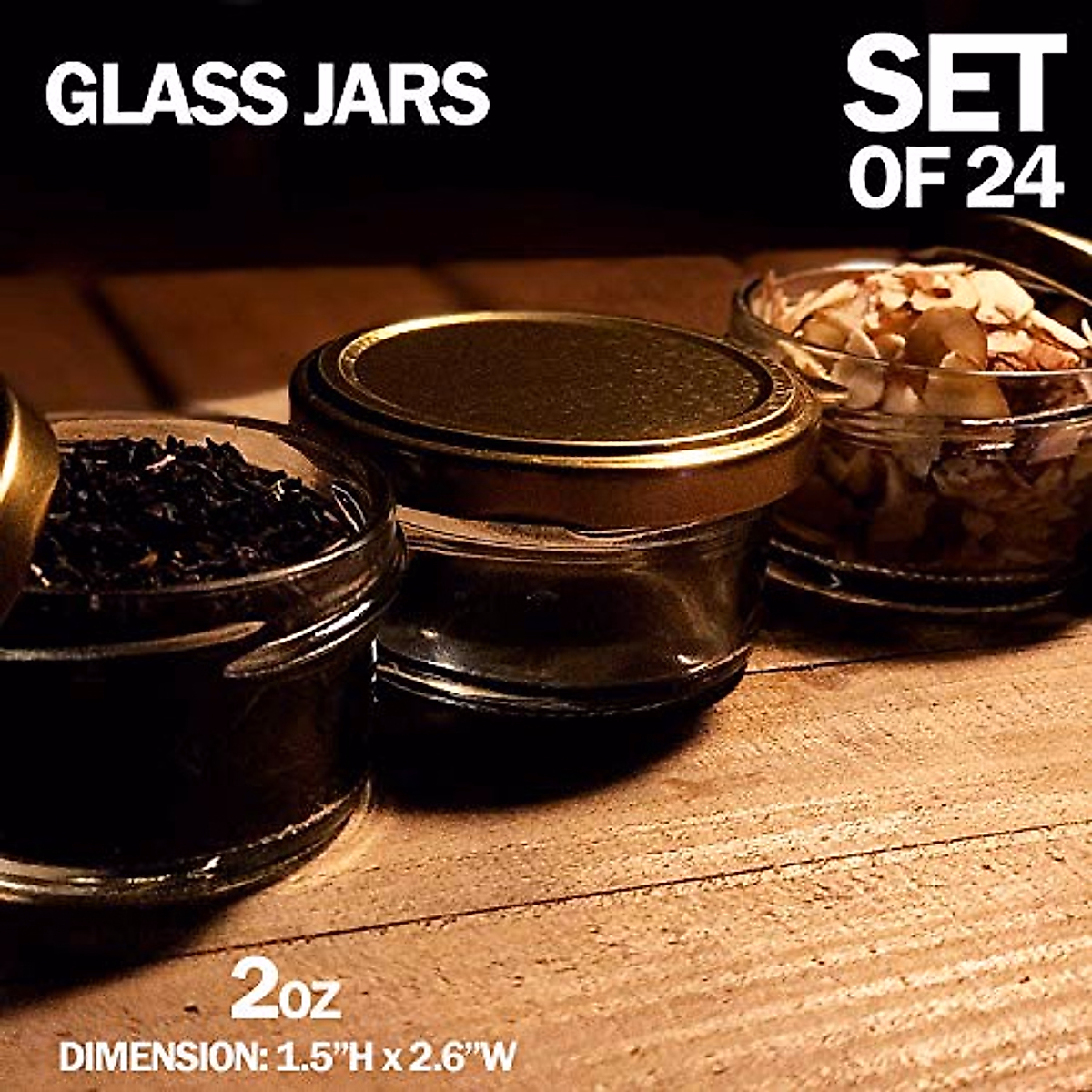 Caviar Line Small Mini Glass Jars With Tin Lids - 24 pack x 2 oz – All Purpose Empty Storage Jars