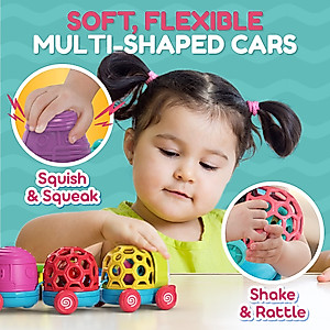 CoolToys Caterpillar Musical Baby Toy - 3 in 1 Developmental Infants & Toddlers Sensory Toy; 3 Linkable Easy Grasp Soft Cars, Rattles, Plays Fun Sounds, Ideal Birthday Gift for 1 Year Old Boys & Girls