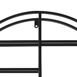 Headery Modern 23.6inch Mental Wall Mounted Wine Rack,5 Tier Stackable Wine Holder, Round Wine Glass Shelf Goblet Holder for Bar Wine Cellar Kitchen Storage Display (Gold/Black) (Black)