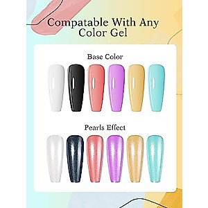 BISHENGYF White Pearl Chrome Nail Powder - 2Pcs Shiny Mirror Effect Aurora Nail Jewelry Glitter Powder White Chrome Nail Powder for Nails Art DIY