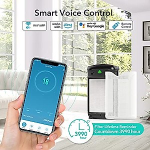 Smart Air Purifier for Home Large Room, WiFi APP Alexa Control Air Cleaner & Air Quality Monitor, Up to 1076 sq ft for Pets Odor, Smoke, Dust, Pollen, Quiet and Effective