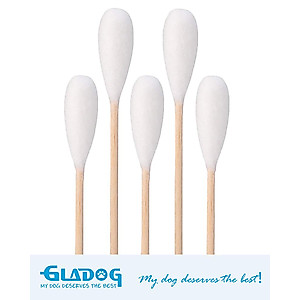GLADOG 6 Inch Professional Big Cotton Buds for Dogs (Medium Size), Specially Designed Dog Cotton Buds with Durable Bamboo Handle