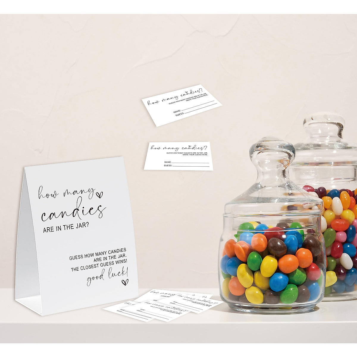 Minimalist Guess How Many Candies Game (1 Standing Sign + 50 Guess Cards),Candy Guessing Game, Baby Shower Game, Minimalist Bridal Shower Game, Baby Shower Ideas-GHMC10