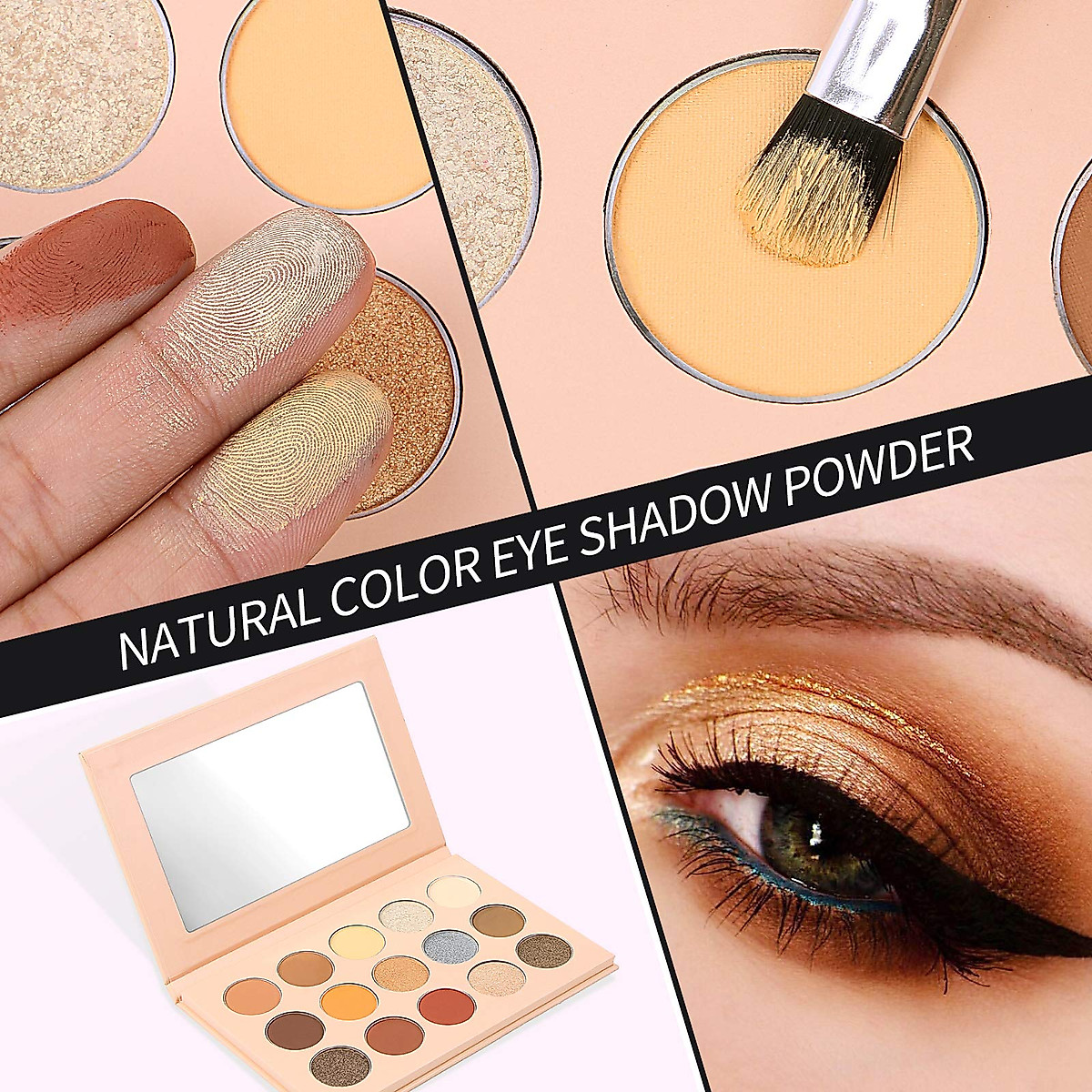 Vodisa Colorful Eyeshadow Palette Matte Shimmer High Pigmented Eyeshadow Pallet 15 Colors Professional Nudes Warm Natural Long Lasting Waterproof Eye Shadow with Make Up Brushes Set (Brown)