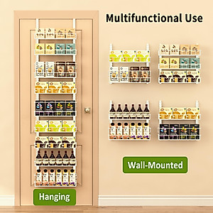 Churboro Over the Door Pantry Organizer Rack with 9 Adjustable Baskets, 9 Tiers Dual-use Hanging or Wall Mount Spice Rack Organizer, White
