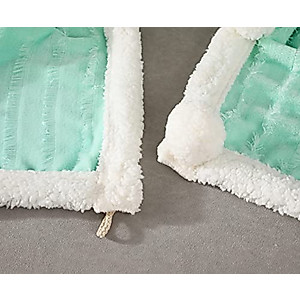 Exclusivo Mezcla Tassel Fleece Throw Blanket for Couch, Sofa, Bed, Soft Wrap Poncho Blanket, Lightweight and Warm (50x70 Inches, Light Green)