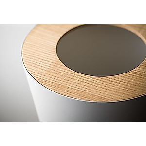 Yamazaki Home Trash Can - Small Modern Home Wastebasket for Bathroom Kitchen office Steel + Wood One Size Ash