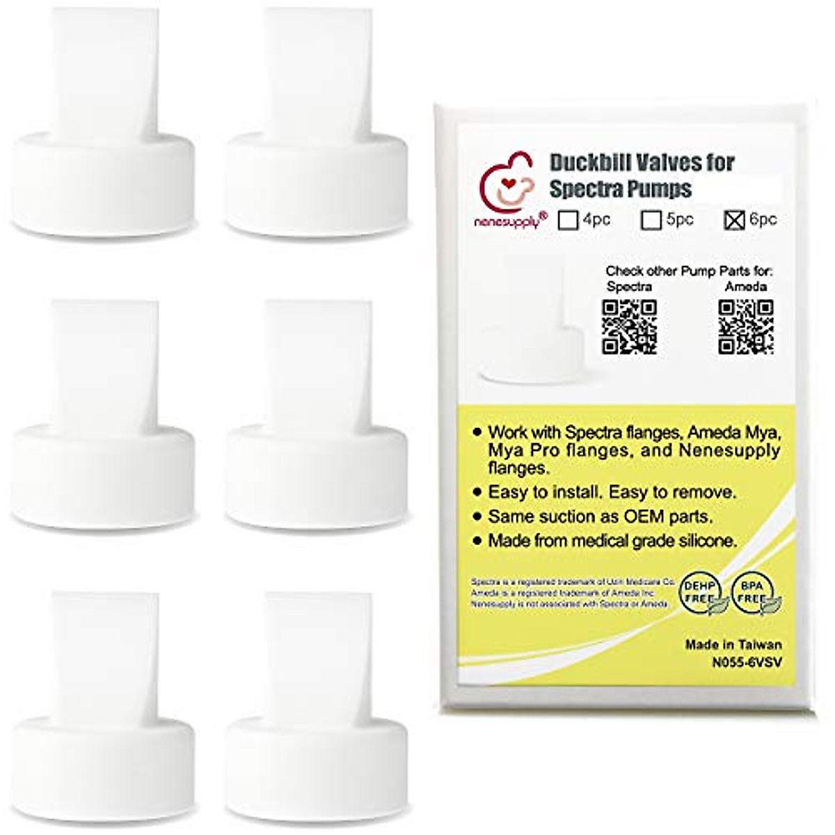 Nenesupply 6 pc Duckbill Valves Compatible with Spectra S1 Spectra S2 Breastpumps Not Original Spectra Pump Parts Replace Spectra Duckbill Valves and Spectra Valves