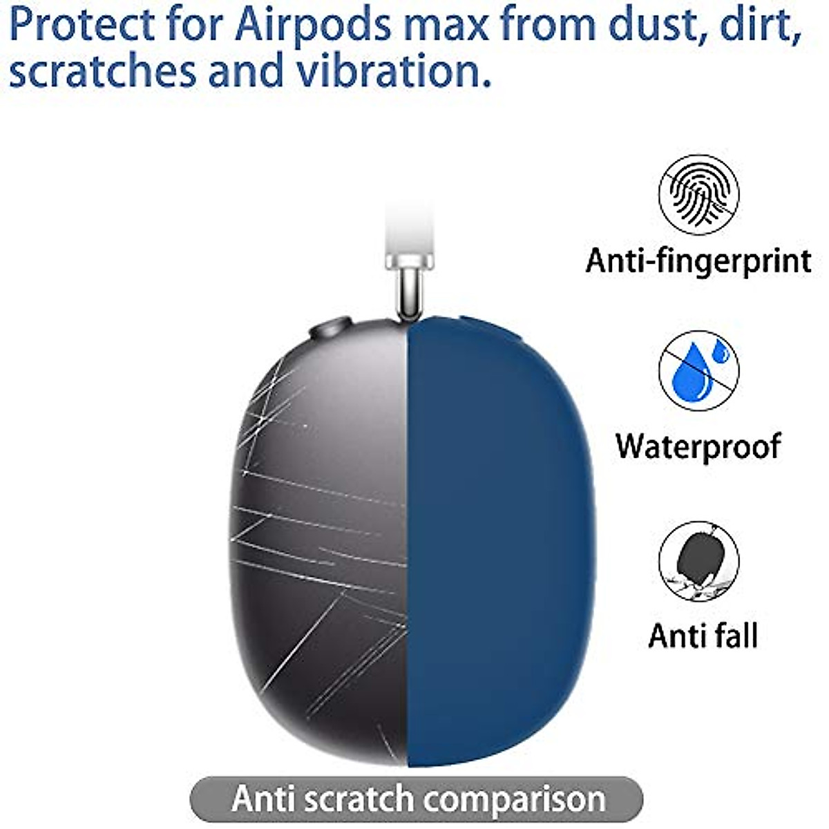 Compatible with Apple AirPods Max, Protective Silicone Sleeve Case for Air Pods Max Headphone, Soft & Long Lasting Headset Protective Cover (Blue)