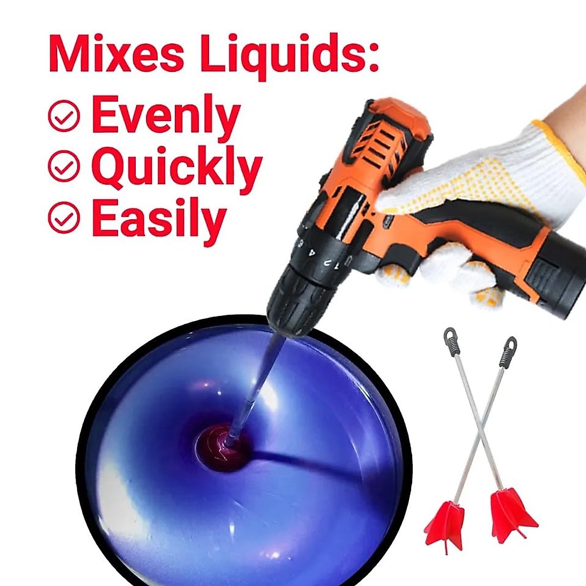 Veltec Helix Paint Mixer, Resin Mixer, Epoxy Mixer and Viscous Liquids with Drill Attachment for 1 Gallon
