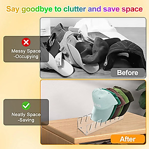 2 Pack Hat Stand for Baseball Caps Display and Organizer, 2024 New No Install Required Hat Stand Acrylic Hat Holder for 14 Baseball Caps Storage, Hat Racks for Bedroom, Closet, Dresser (Clear)