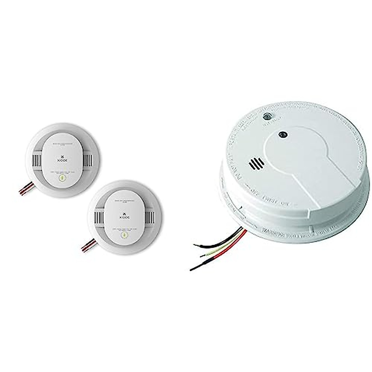 Kidde Hardwired Smoke & Carbon Monoxide Detector, AA Battery Backup, Interconnectable, LED Warning Light Indicators, 2 Pack & Smoke Detector, Hardwired Smoke Alarm