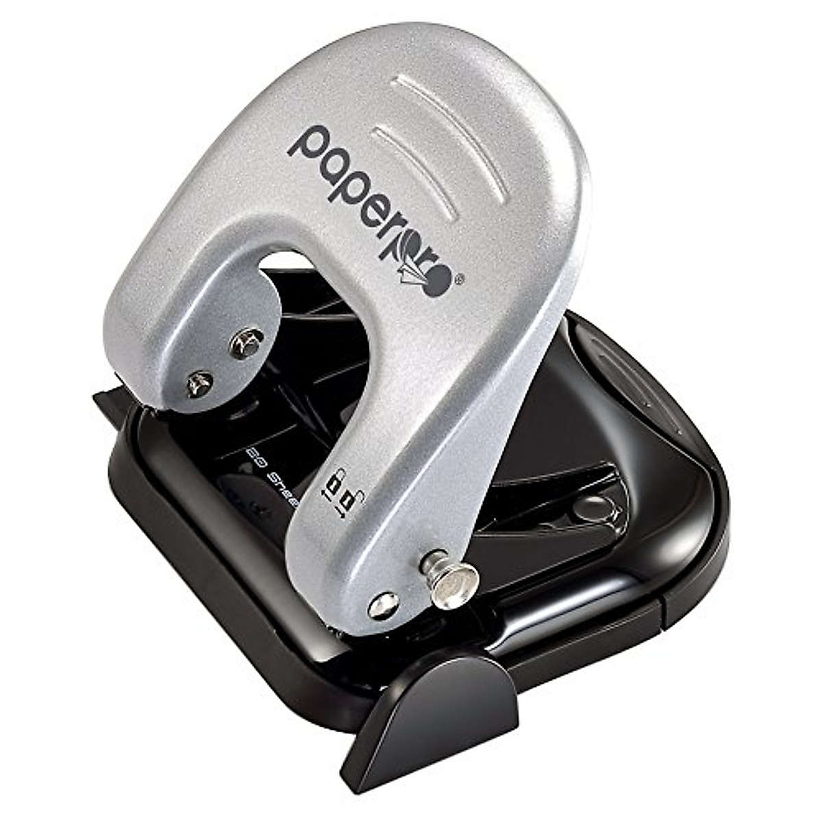 Bostitch Office EZ Squeeze Reduced Effort 2-Hole Punch, 20 Sheets, Locking Handle, Silver (2310)