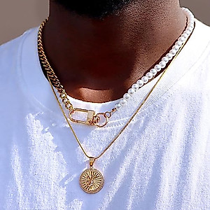 Initial Necklaces for Women 14k Gold Plated Snake Chain Necklace Stainless Steel Herringbone Necklace Round Pearl Chain Cursive Initial Letter Pendant Necklace Alhpabets Snake Chain For Women Girl Jewelry Gifts (K, Gold)