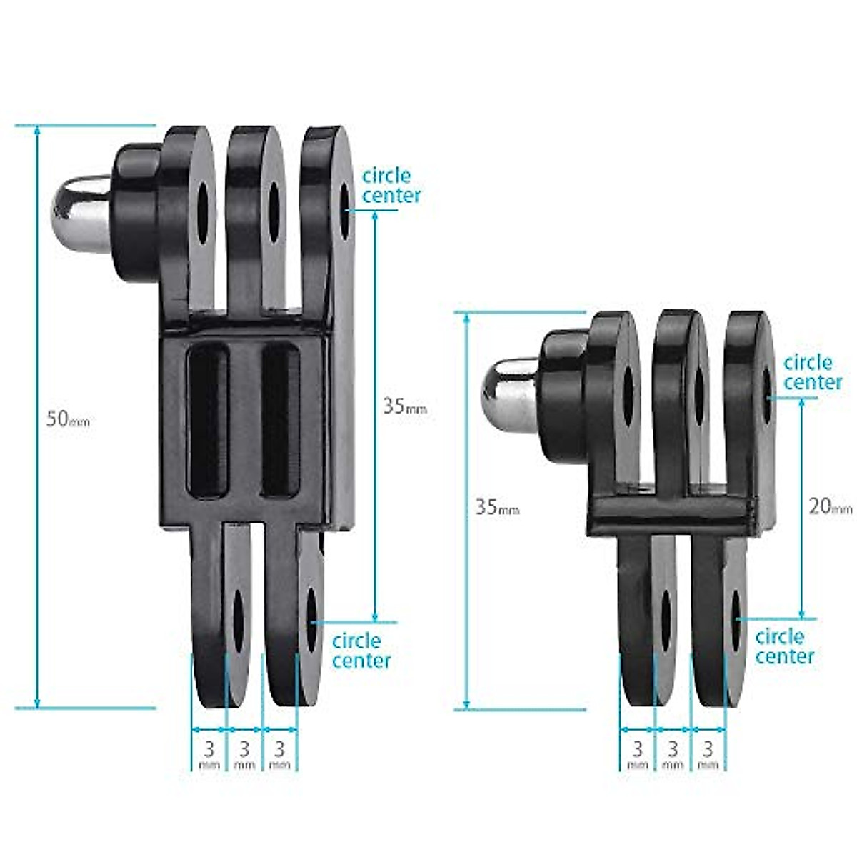 HSU Adjust Arm Straight Joints Mount, Long and Short Same Direction Straight Joints Mount for GoPro Hero 11 10 9 8 7 6 5 4 3 3+ 2 1, AKASO Campark and Other Action Cameras