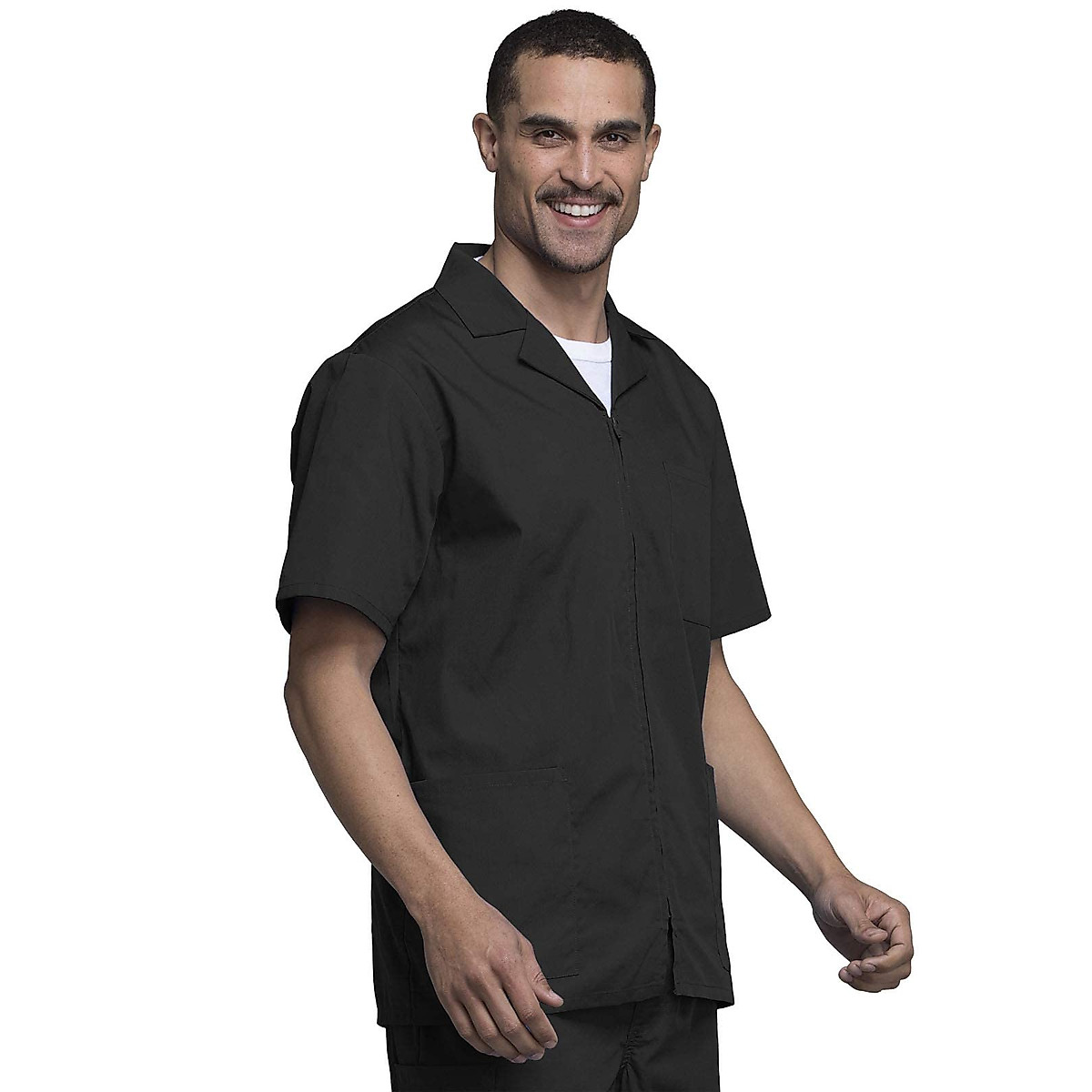 Cherokee Workwear Scrubs Men's Zip Front Jacket, Black, XX-Large