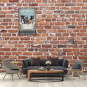 Snowsun Metal Tin Sign Pitbull Bath Soap Wash Your Paws Sign Vintage Tin Sign Retro Sign Aluminum Signs for Kitchen Home Office Bar Cafe Decor 8x12 Inch