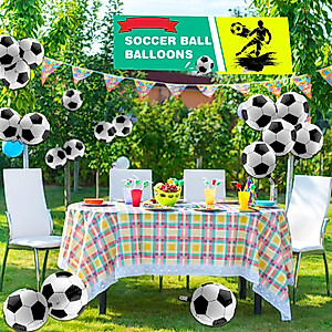 12 Pack 4D Soccer Ball Balloons 22 Inch Soccer Foil Balloons Soccer Helium Balloons for Soccer Birthday Themed World Cup Party Decorations