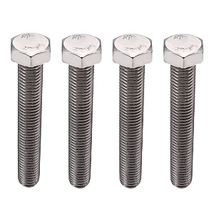 MroMax 5Pcs M12 x 80mm Hex Head Screws Bolts, 304 Stainless Steel 18-8, Fully Threaded, External Hex Drive, for Mounting Chair, Handles, Rail, Pump, Wheels, Antenna Parts, Boat and Plastic Bumpers
