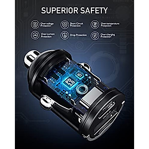 EHO USB C Car Charger, 38W All Metal Fast Car Charger Mini Dual Port Type C Car Adapter (PD20W + QC18W), Compatible with iPhone 13 Pro Max/12 Pro Max, Galaxy S21/S20/S10, iPad Air/Pro, Google Pixel