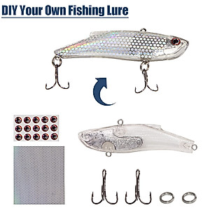 Unpainted Fishing Lures Blank Minnow Crankbaits Hard Bait Bodies Set Fishing Treble Hooks Fishing Split Rings DIY Fishing Tackle Kit 342pcs