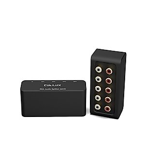 Cubilux AS-R1 4 Way RCA Audio Splitter Box, 4-Channel Stereo RCA Splitter, Passive Audio RCA Splitter-Made with Aluminum Alloy (1 in 4 out)