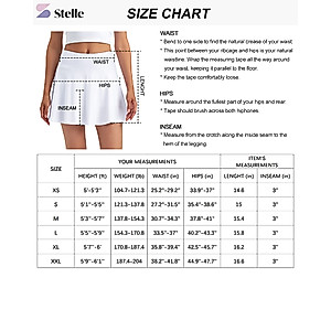 Stelle Women's High Waisted Pleated Tennis Skirts Golf Skorts with Inner Shorts for Athletic Running Workout Pickleball (Black, Medium)