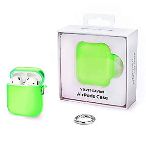 Velvet Caviar Neon Green AirPod Case - Cool Cover for Boys, Men, Girls with Keychain - Protective Hard Cases Compatible with Apple Airpods 1/2