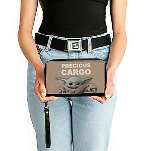 Buckle-Down Women's PU Zip Around Wallet Rectangle-Star Wars The Child, 7.5"x4.5"