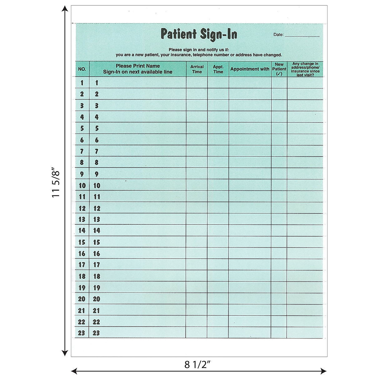 tabbies Confidential Record Book, Green (14532), 125 Pack