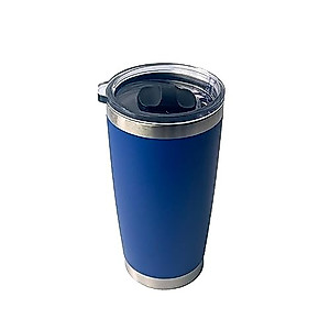 Rambler 20 oz. Stainless Steel Vacuum Insulated Tumbler w/MagSlider Lid there are two layers, Reusable Travel Drinking Mug Cup Hot and Cold Tea Coffee Ice beer for Car Office Desk Home (BLUE)